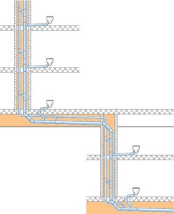 Space savings thanks to optimised wastewater hydraulics | GEBERIT